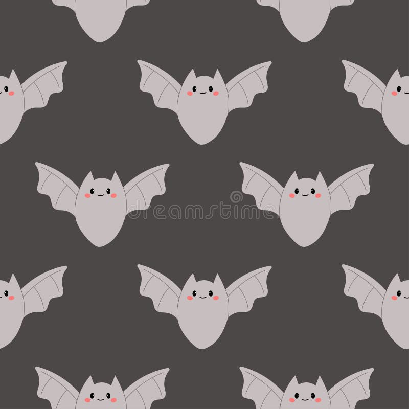 Cute Bat Pattern on Dark Background. Seamless Vector Hand Drawn ...
