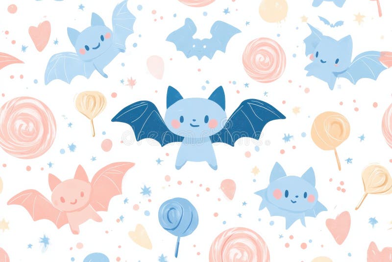 Cute Bat Pattern stock illustration. Illustration of joyful - 342129628