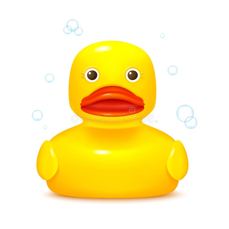 Cute Bath Toy Yellow Rubber Duck Front View. Stock Vector ...