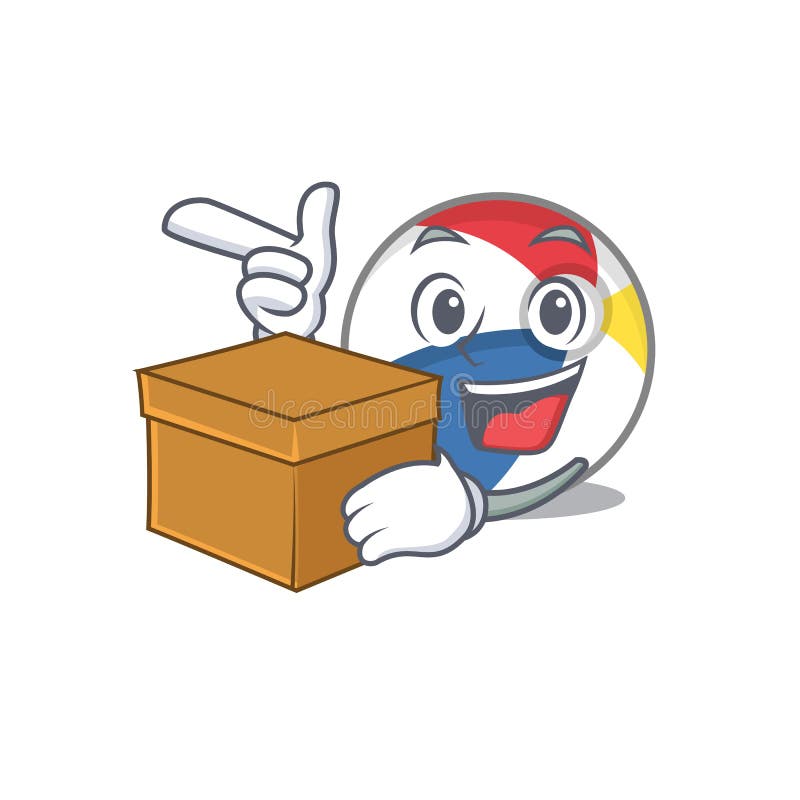 Cute Beach Ball Cartoon Character Having a Box Stock Vector ...