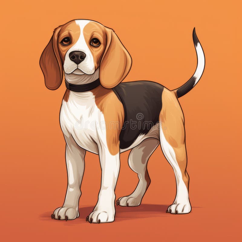 Hyper-realistic Cartoon Beagle Puppy Illustration with Bold Color ...
