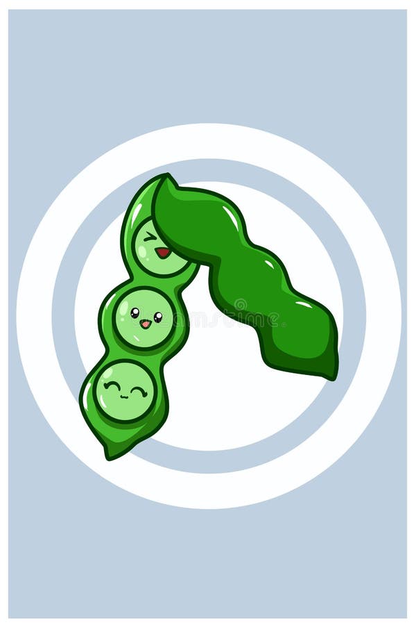 A Cute Green Bean Cartoon Illustration Stock Vector - Illustration of ...