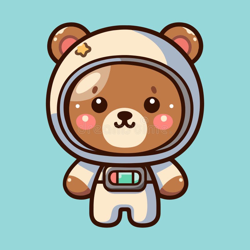 Cute Bear Astronaut with Space Suit. Vector Illustration in Cartoon ...