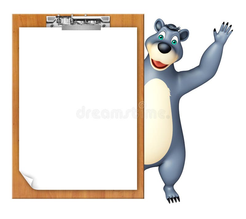 Cute Bear Cartoon Character with Exam Pad Stock Illustration ...