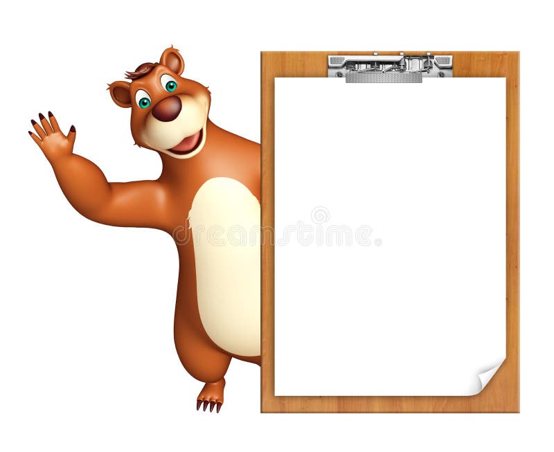 Cute Bear Cartoon Character with Exam Pad Stock Illustration ...