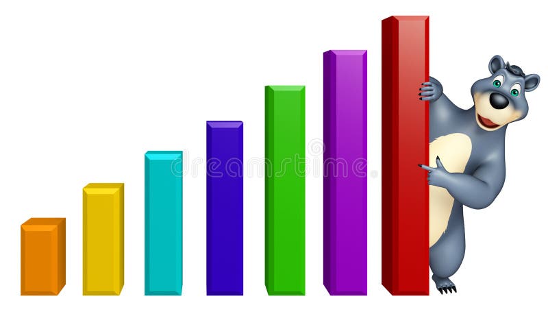 Cute Bear Cartoon Character with Graph Stock Illustration ...