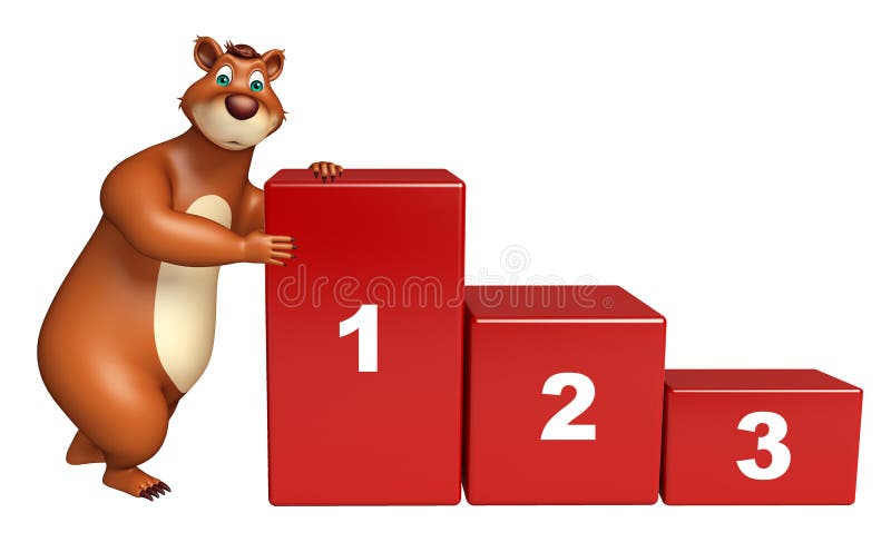 Cute Bear Cartoon Character with Level Stock Illustration ...