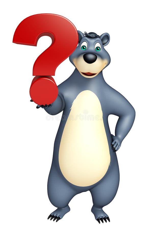 Cute Bear Cartoon Character with Question Mark Sign Stock Illustration ...