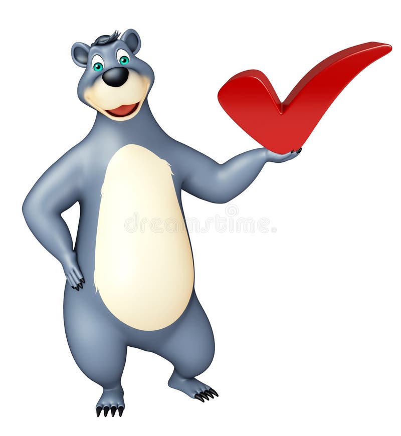 Cute Bear Cartoon Character with Right Sign Stock Illustration ...