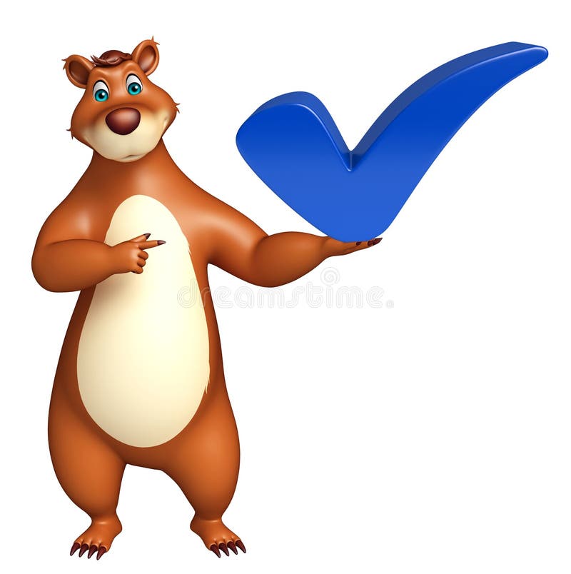 Cute Bear Cartoon Character with Right Sign Stock Illustration ...