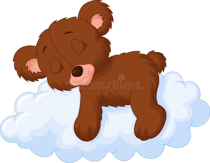 Cute Bear Cartoon Sleeping on the Cloud Stock Vector - Illustration of ...