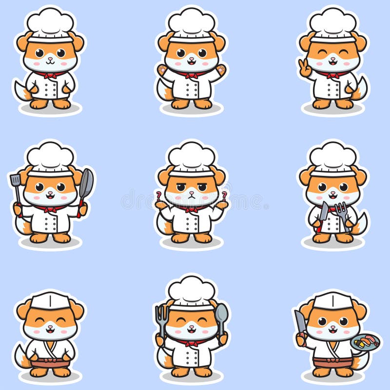 Vector Illustrations of Cute Dog Chef Mascot Cartoon Character. Stock ...