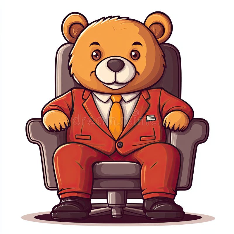Cute Bear Dressed As CEO Confidently Sitting in Chair Stock ...