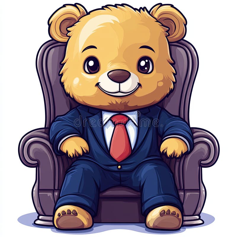 Cute Bear Dressed As CEO Sitting Confidently in Chair Stock ...