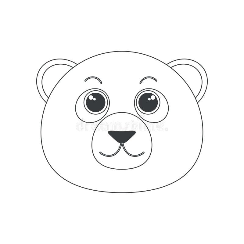 Cute Bear Face, Animals Head of Simple Circle Geometric Shape Stock ...
