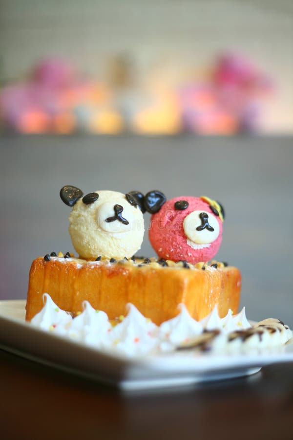 Cute Bear Face Cake that are Delicious Stock Image - Image of face ...