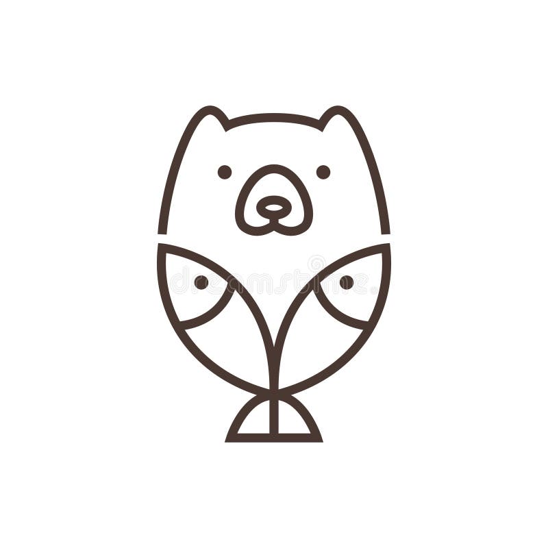 Cute Bear Face Line Cartoon Logo Design Vector Stock Vector ...