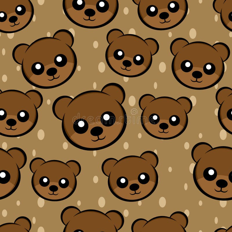 Cute Bear Face Pattern Seamless Stock Vector - Illustration of ...