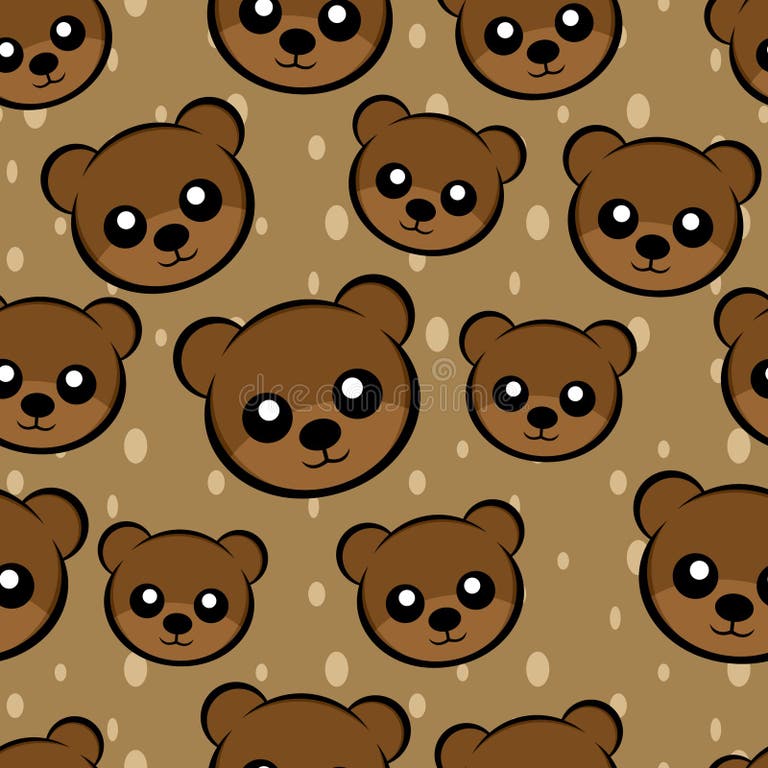 Cute Bear Face Pattern Seamless Stock Vector - Illustration of ...