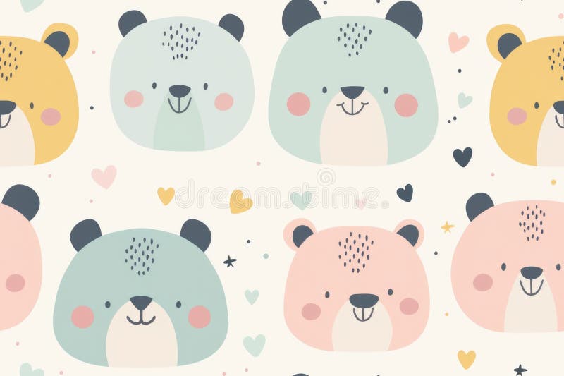 Cute Bear Faces Seamless Pattern for Children S Design and Decor. AI ...