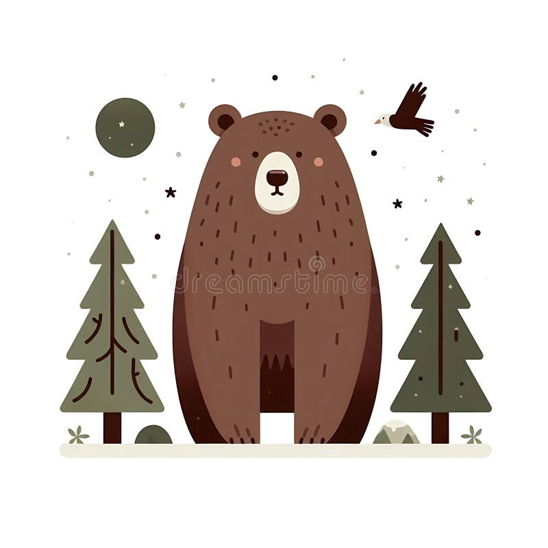 Cute Bear, Flat Style Illustration, Character Stock Illustration ...