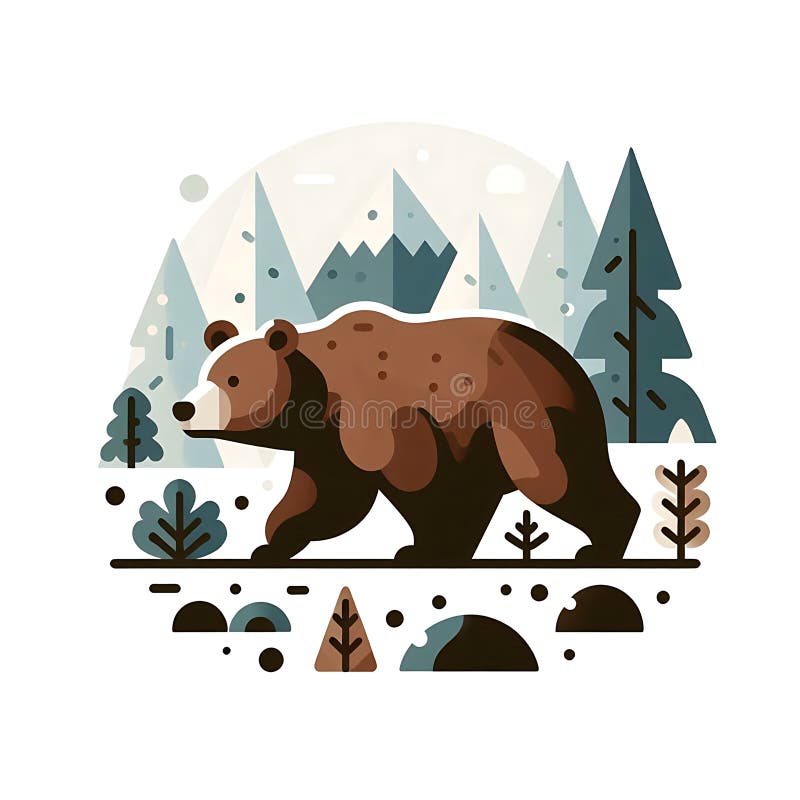 Cute Bear, Flat Style Illustration, Character Stock Illustration ...