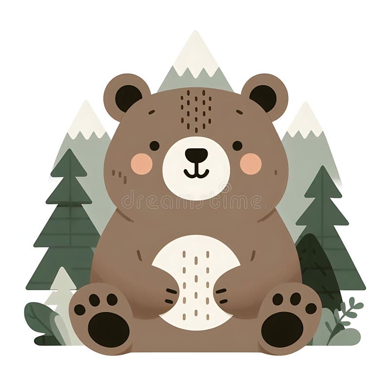 Cute Bear, Flat Style Illustration, Character Stock Illustration ...