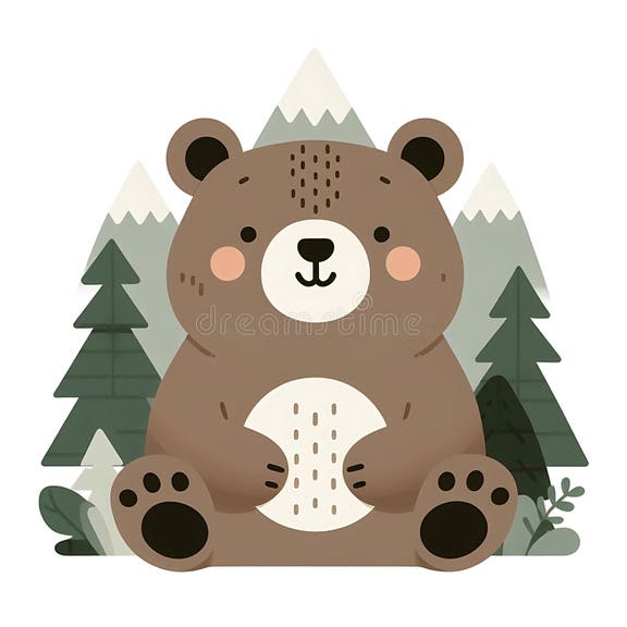 Cute Bear, Flat Style Illustration, Character Stock Illustration ...