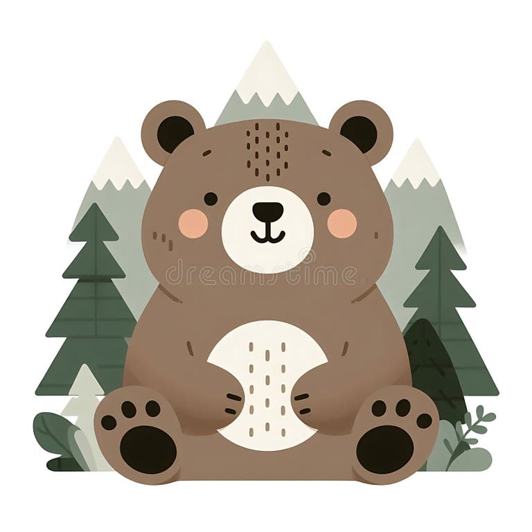 Cute Bear, Flat Style Illustration, Character Stock Illustration ...