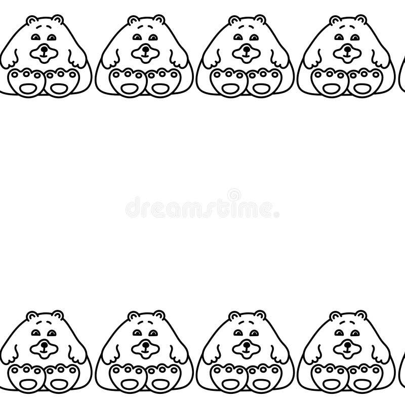 Cute Bear. Hand Drawn Vector Seamless Border Stock Illustration ...