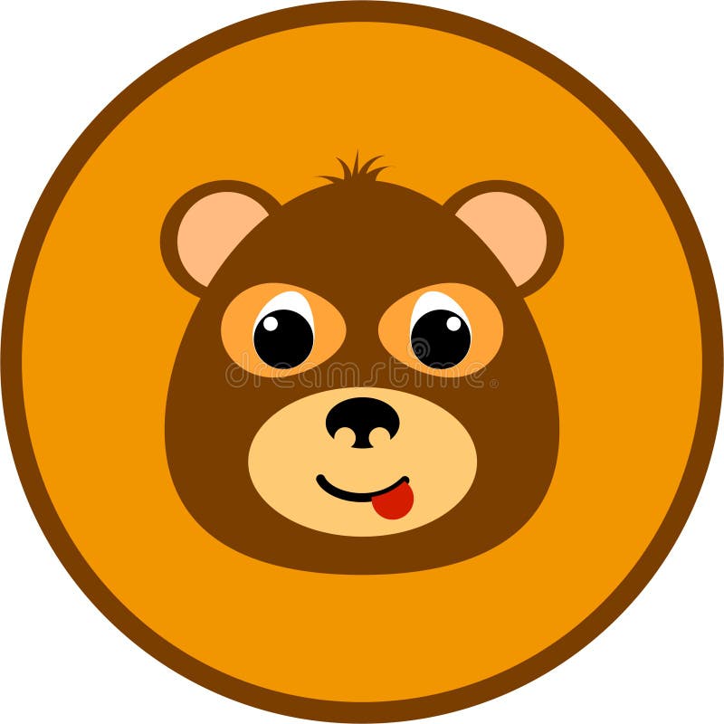 Cute Bear Head in a Round Frame Stock Vector - Illustration of comics ...