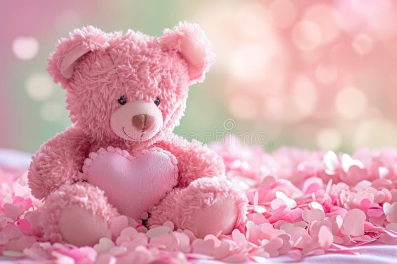 Cute Bear with Heart Background Wallpaper Stock Photo - Image of gift ...