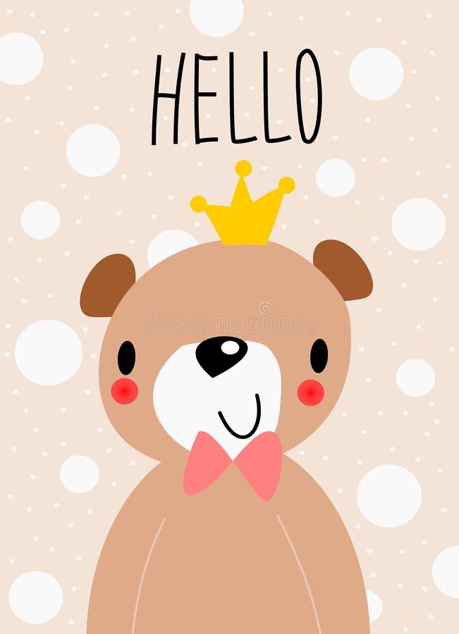 Cute Bear with Hello Background Stock Vector - Illustration of ...