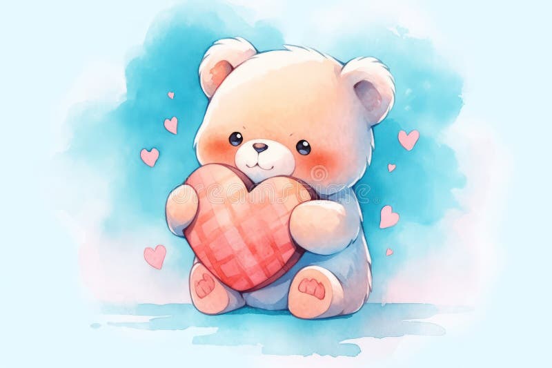 Cute Bear Hold Cookie Heart Shape Box with Love Sign Stock Illustration ...