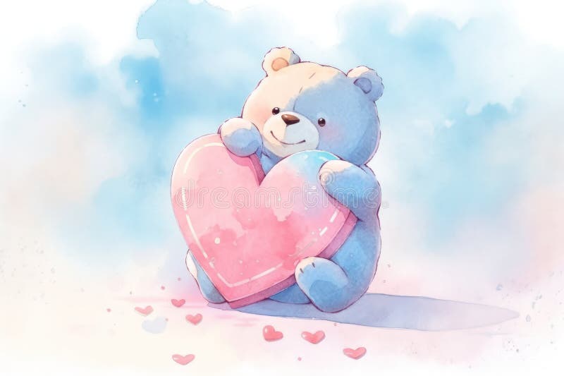 Cute Bear Hold Cookie Heart Shape Box with Love Sign Stock Illustration ...