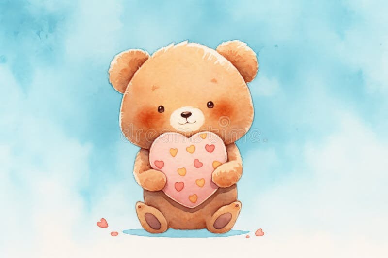 Cute Bear Hold Cookie Heart Shape Box with Love Sign Stock Illustration ...