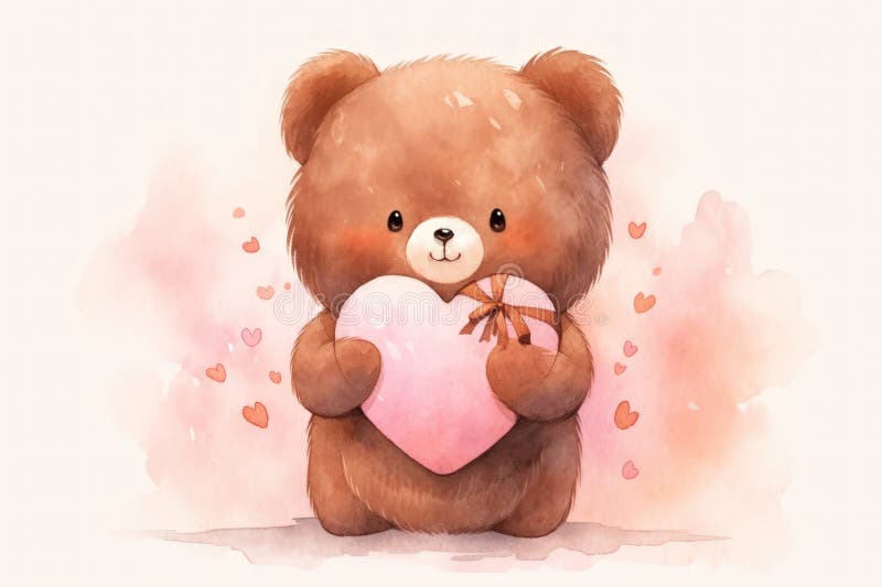 Cute Bear Hold Cookie Heart Shape Box with Love Sign Stock Illustration ...