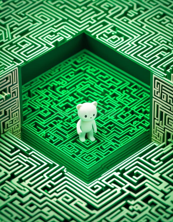 Cute Bear Navigates a Complex Green Maze with Persistence and Curiosity ...