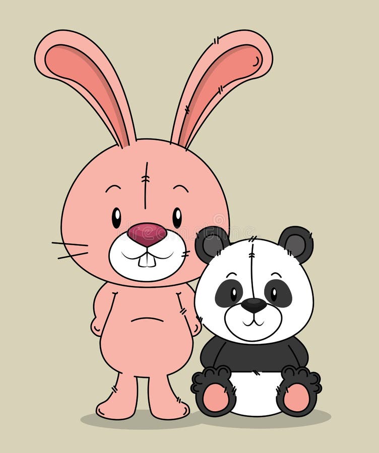 Cute Bear Panda and Rabbit Characters Stock Vector - Illustration of ...