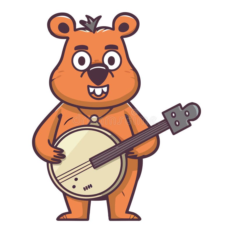 Cute Bear Playing Guitar with Joy Stock Vector - Illustration of ...