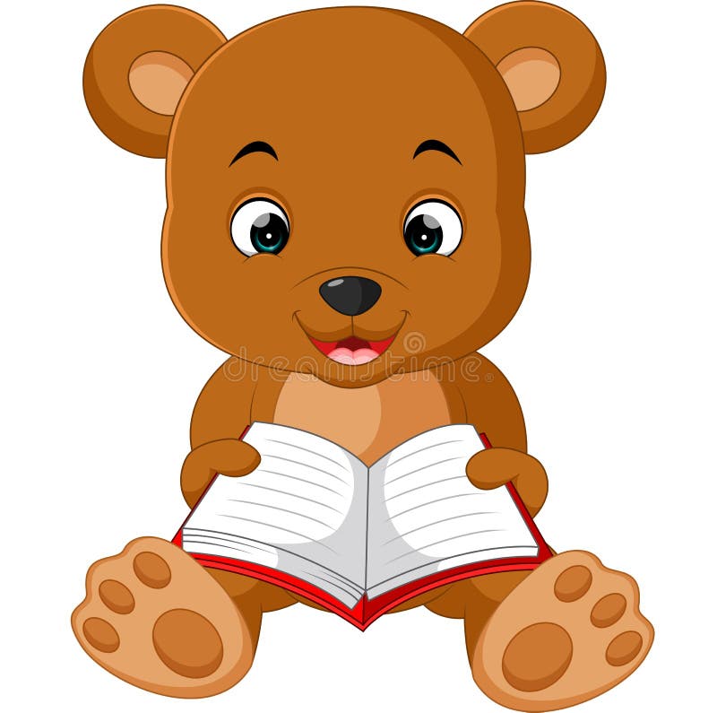 Cute Bear Reading Book Cartoon Stock Vector - Illustration of books ...