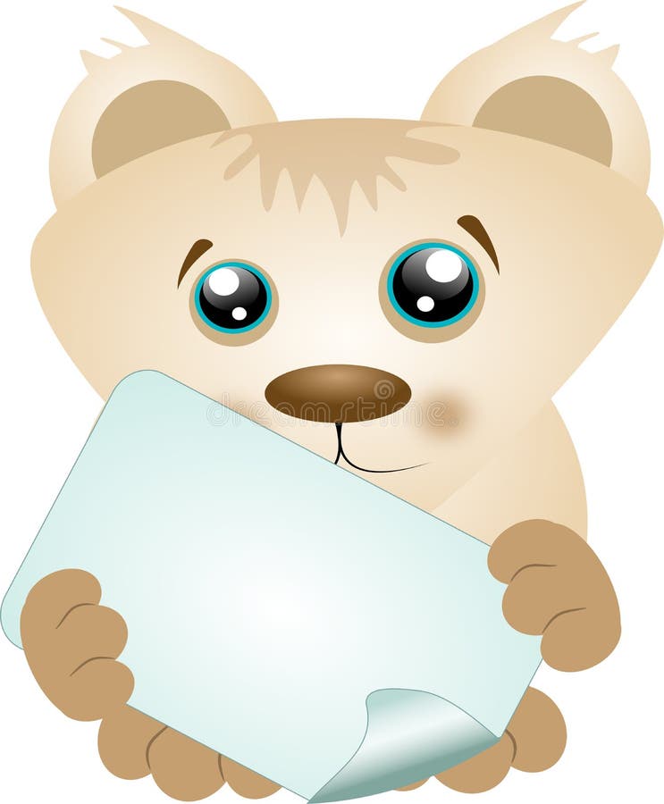 Cute Bear with Rectangle Label Stock Illustration - Illustration of ...