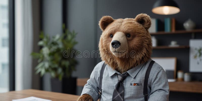 A Cute Bear Representation in Formal Work Attire, Intertwining ...