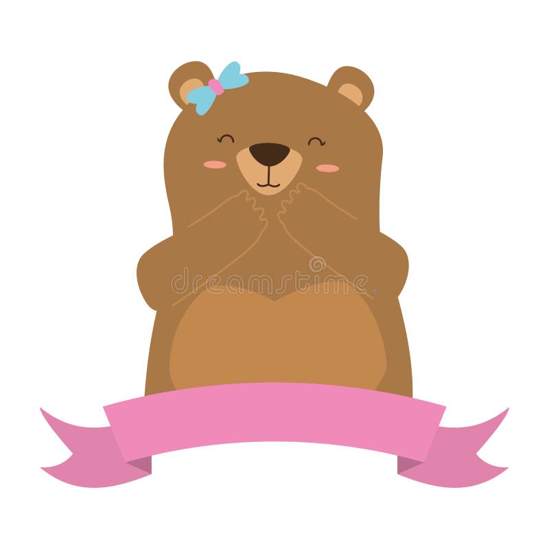 Cute bear and ribbon stock vector. Illustration of celebration - 142647096