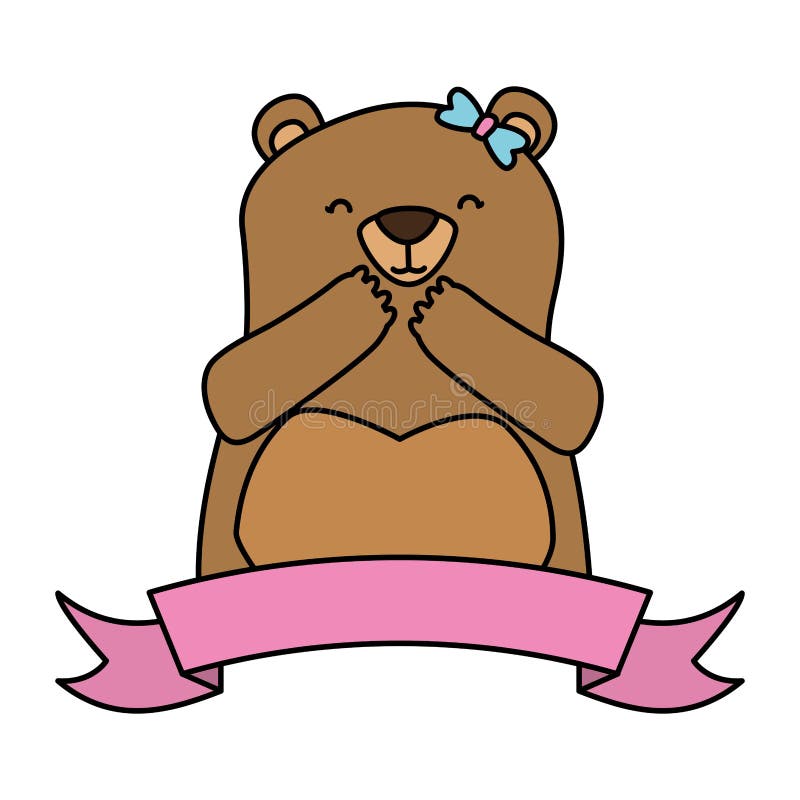 Cute bear and ribbon stock vector. Illustration of celebrate - 142744201