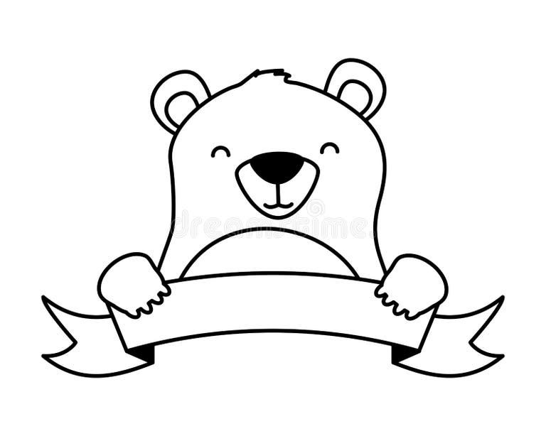 Cute bear and ribbon stock vector. Illustration of celebration - 142641699