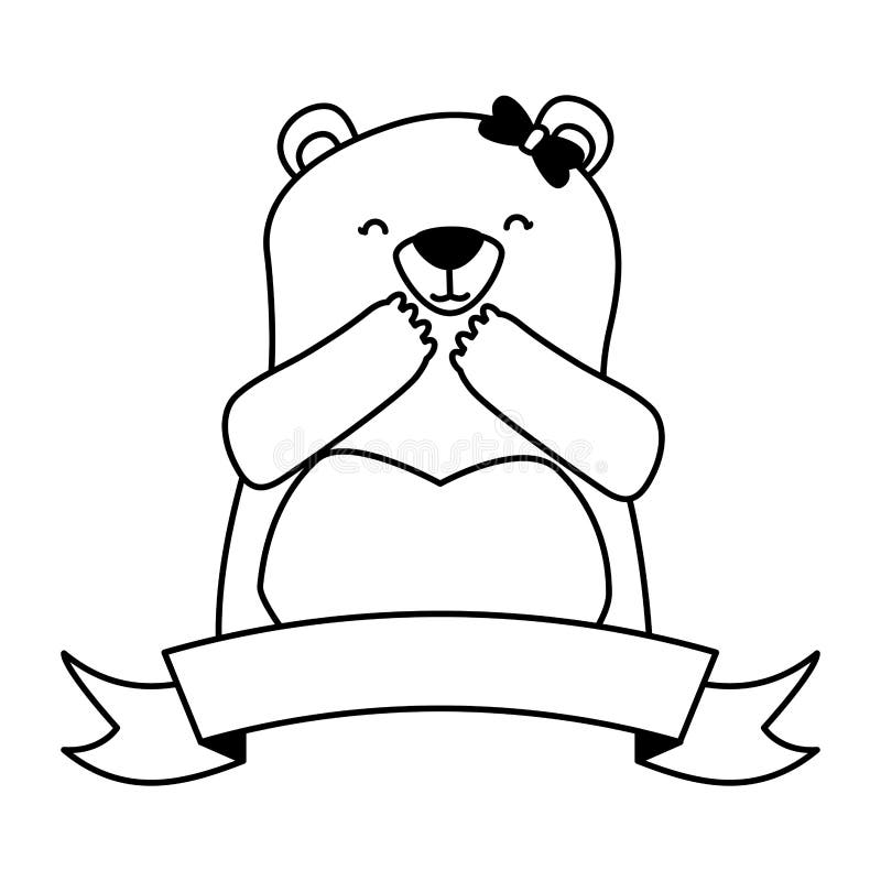 Cute bear and ribbon stock vector. Illustration of teddy - 142654894