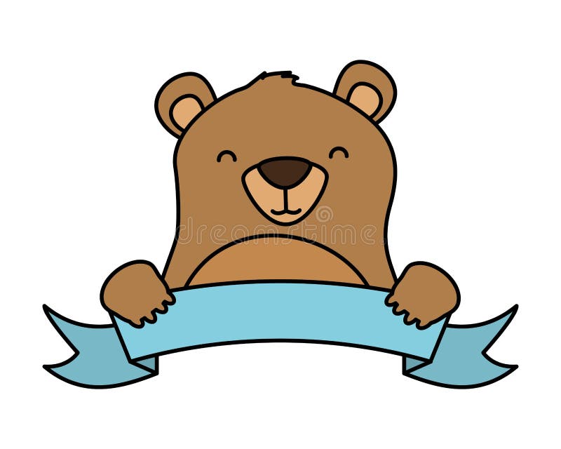 Cute bear and ribbon stock vector. Illustration of bear - 142659191