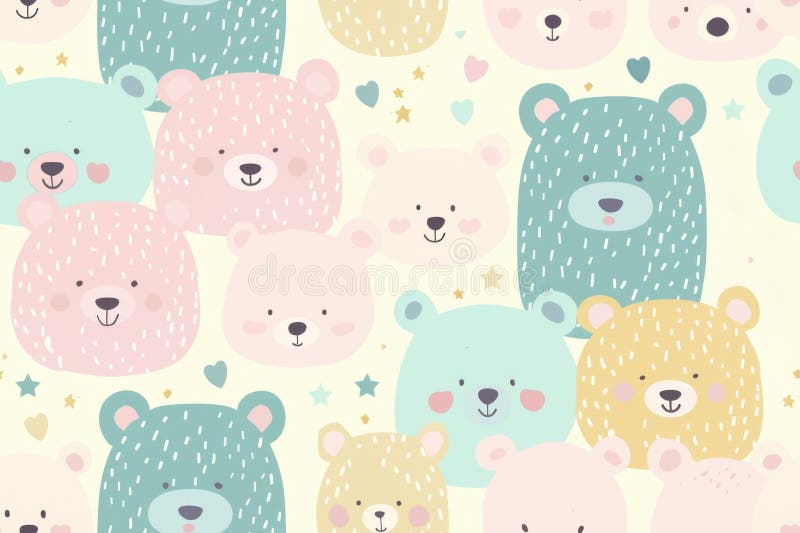 Cute Bear Seamless Pattern with Pastel Colors for Children S Design. AI ...