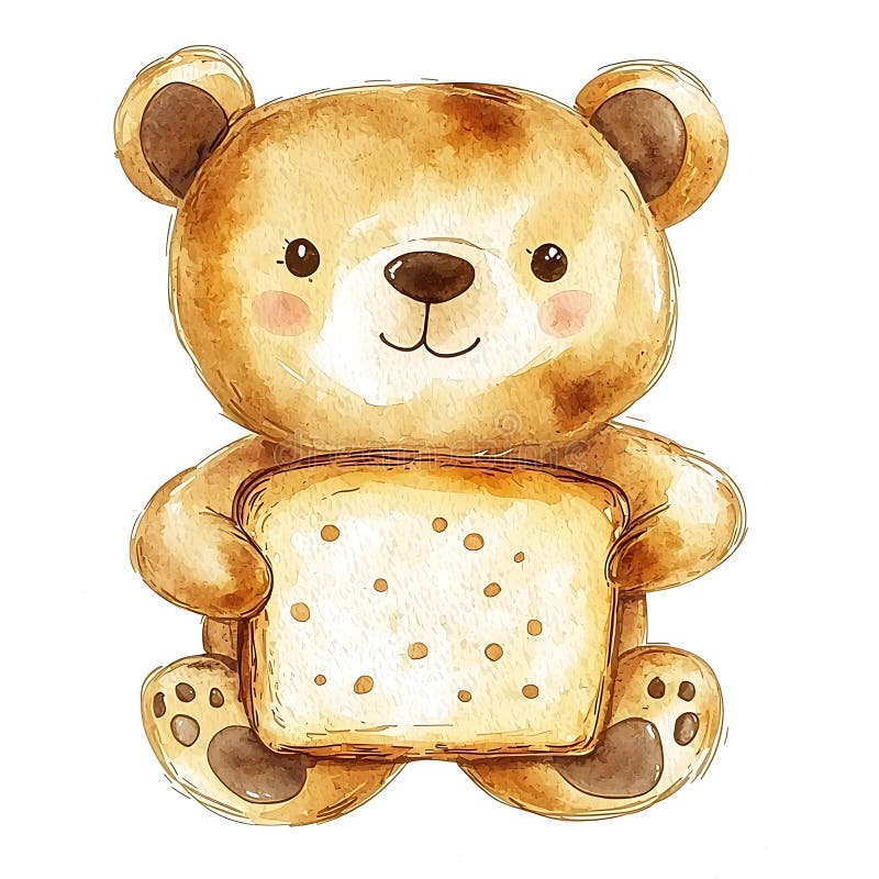 Cute Bear Shaped Bread Illustration for Bakery Use Stock Illustration ...